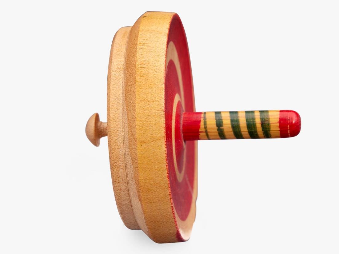 Red and Green Spiral Spinning Top—Toys & Play